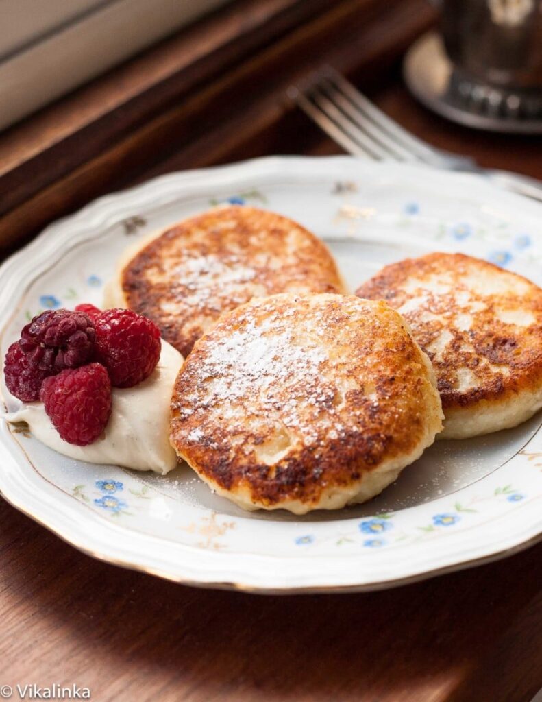 Russian Sweet Cheese Pancakes Syrniki (Made with Curd Cheese)