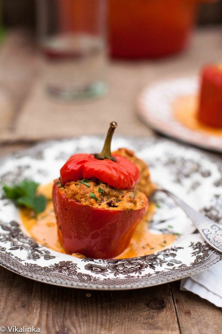 Stuffed Bell Peppers with Smoky Paprika Sauce - Vikalinka