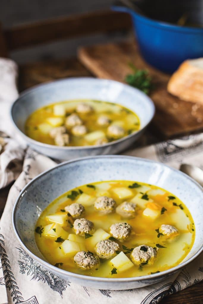 Russian Frikadeller Soup (Meatball Soup) - Vikalinka