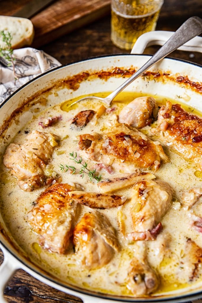 French Chicken Casserole a la Normande (VIDEO) - Vikalinka