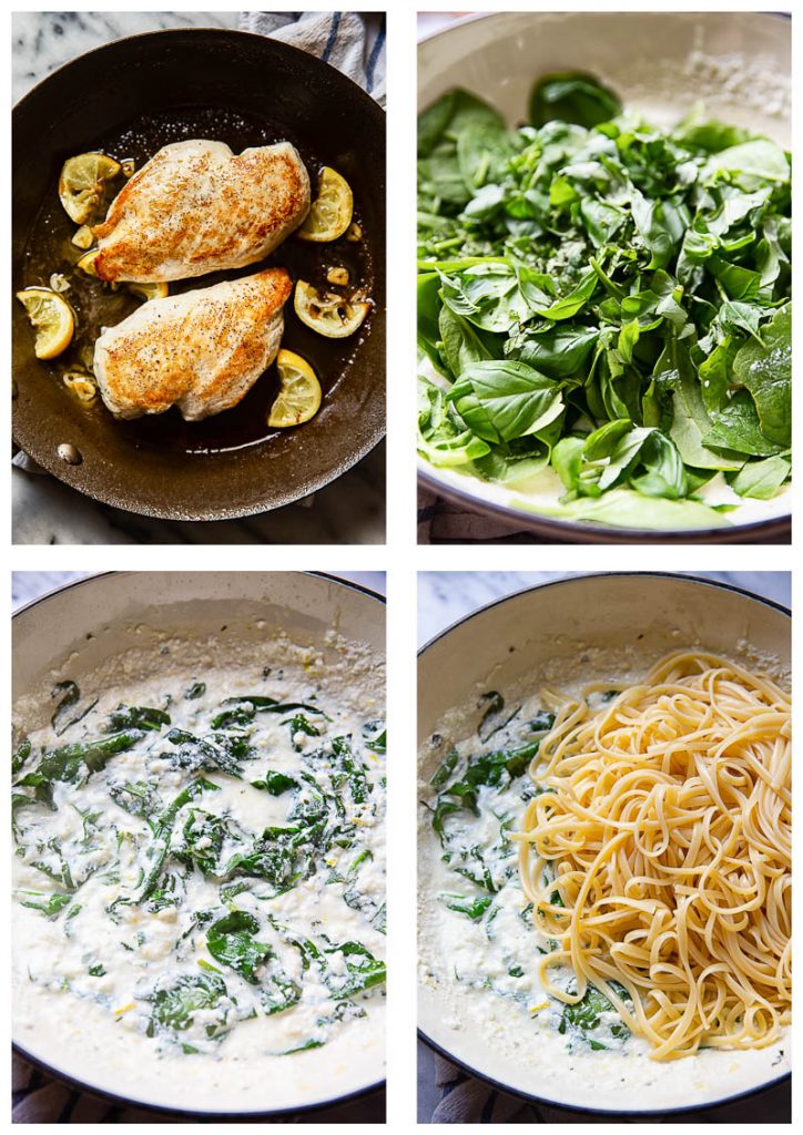 Spinach Ricotta Pasta with Lemon Butter Chicken - Vikalinka