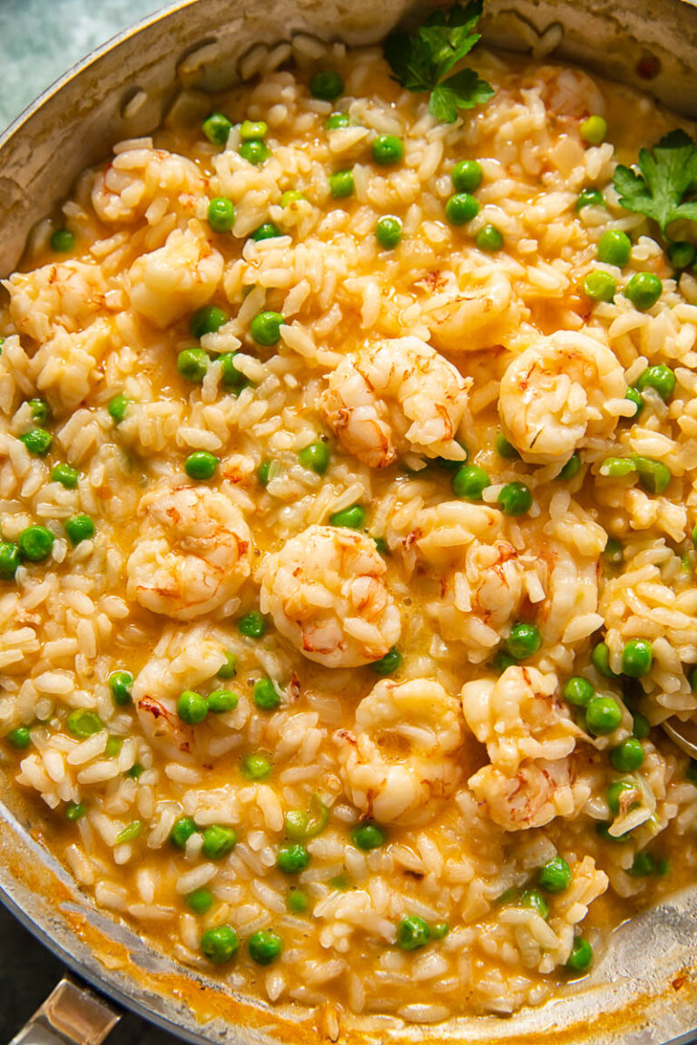 Shrimp Risotto with Tomatoes and Peas - Vikalinka