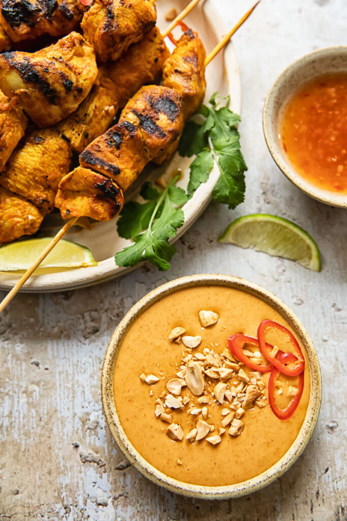 Chicken Satay with Easy Peanut Sauce - Vikalinka