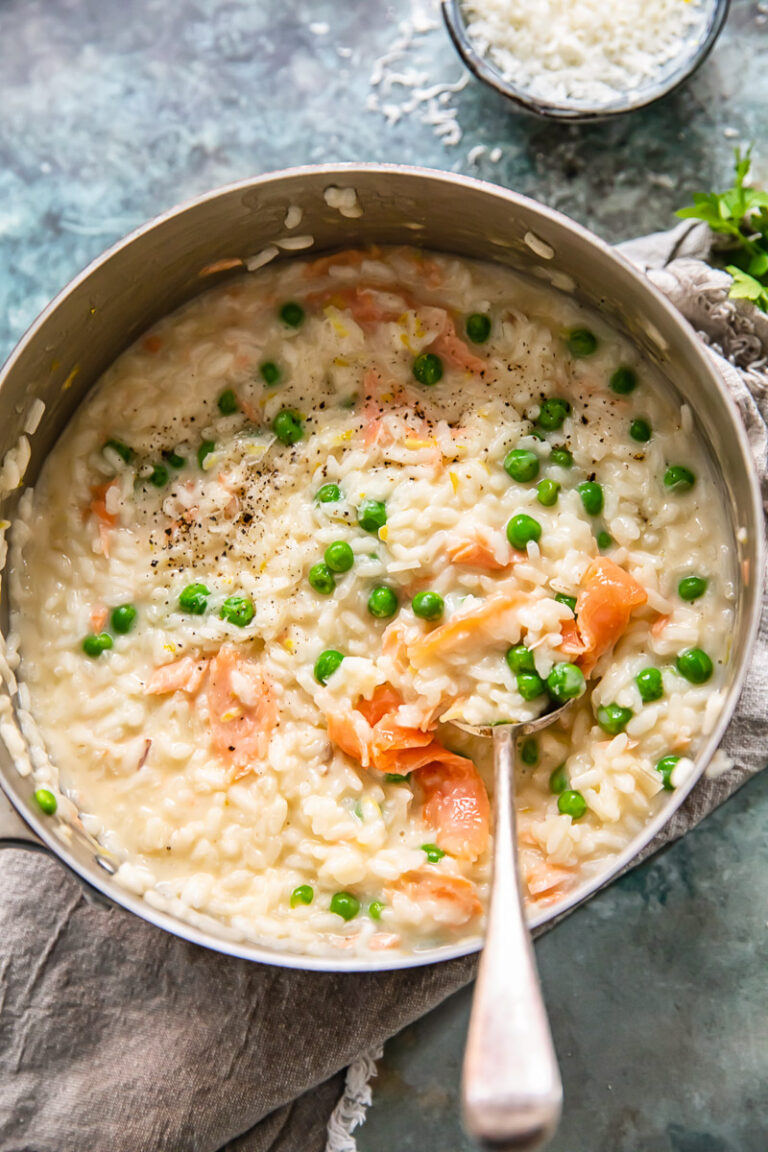Salmon Risotto with Green Peas - Vikalinka