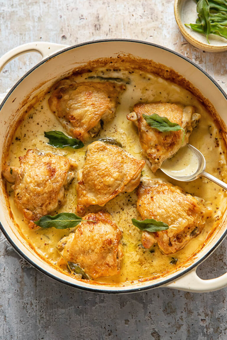 Braised Chicken in Creamy Sage Sauce - Vikalinka