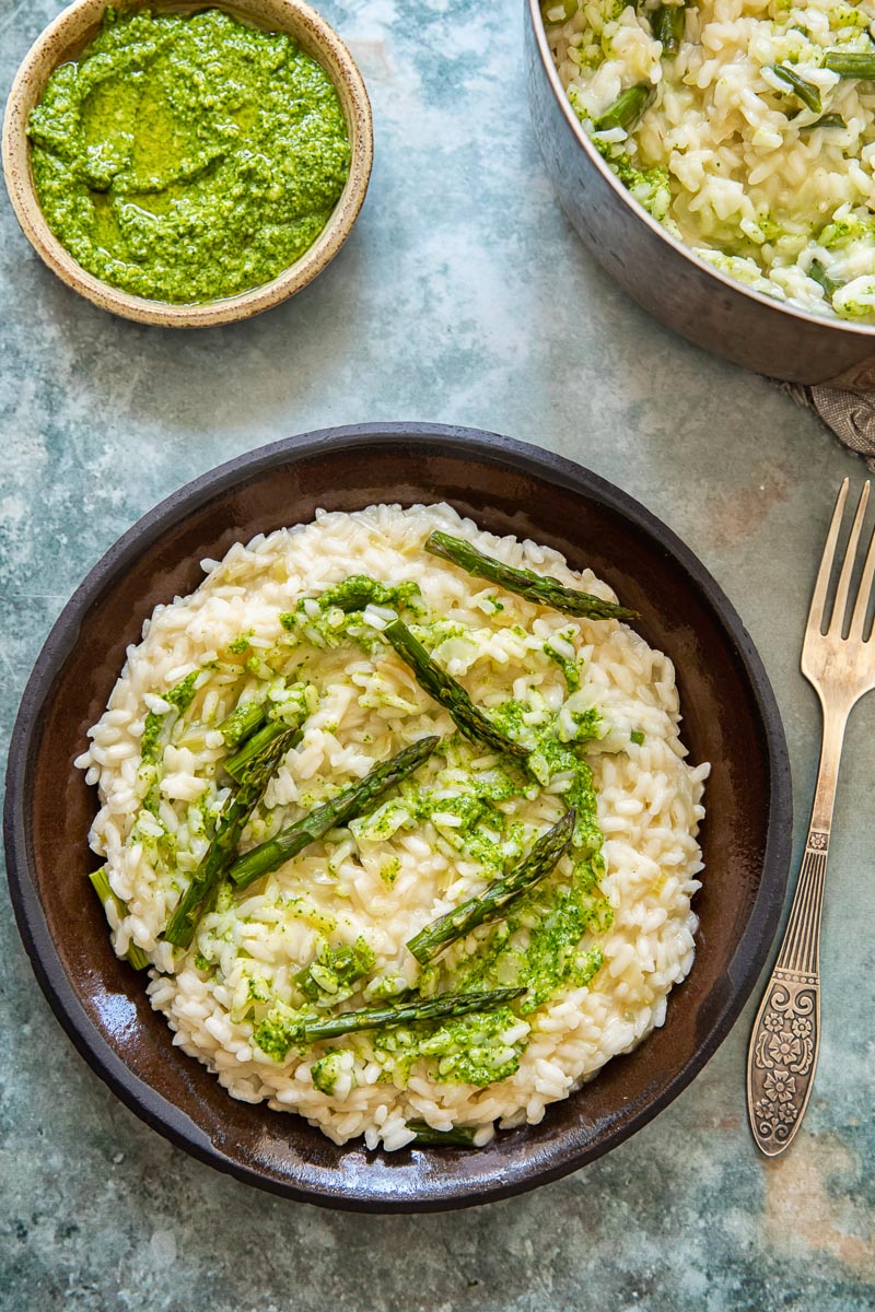 Roasted Vegetable Risotto with Basil Pesto - Vikalinka
