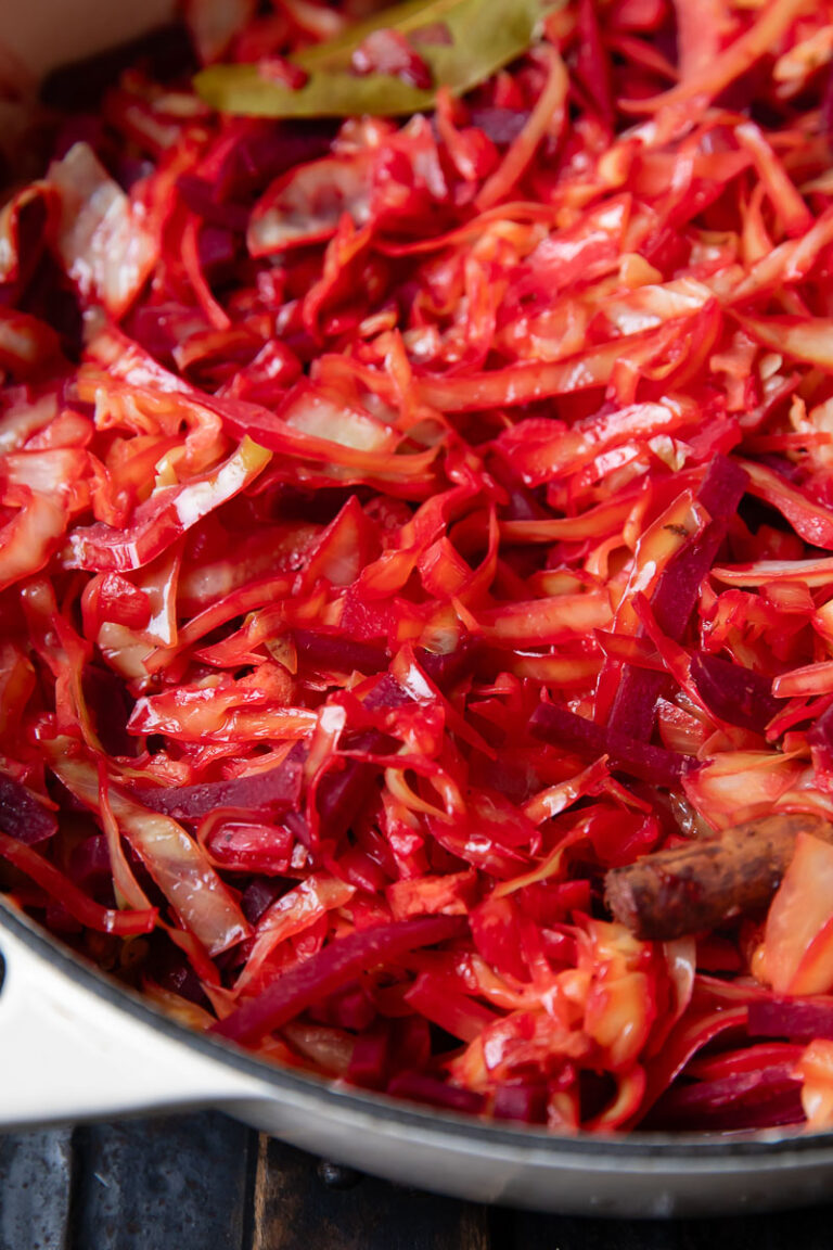 Braised Cabbage and Beets with Bacon - Vikalinka