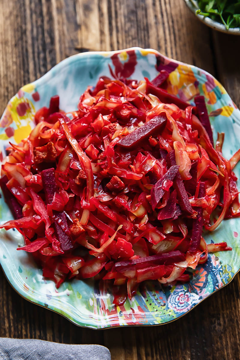 Braised Cabbage and Beets with Bacon - Vikalinka