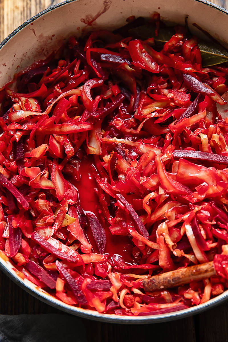 Braised Cabbage and Beets with Bacon - Vikalinka