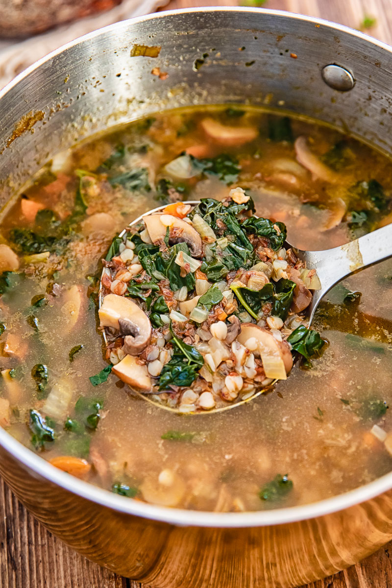 Chunky Mushroom Soup with Buckwheat Groats - Vikalinka