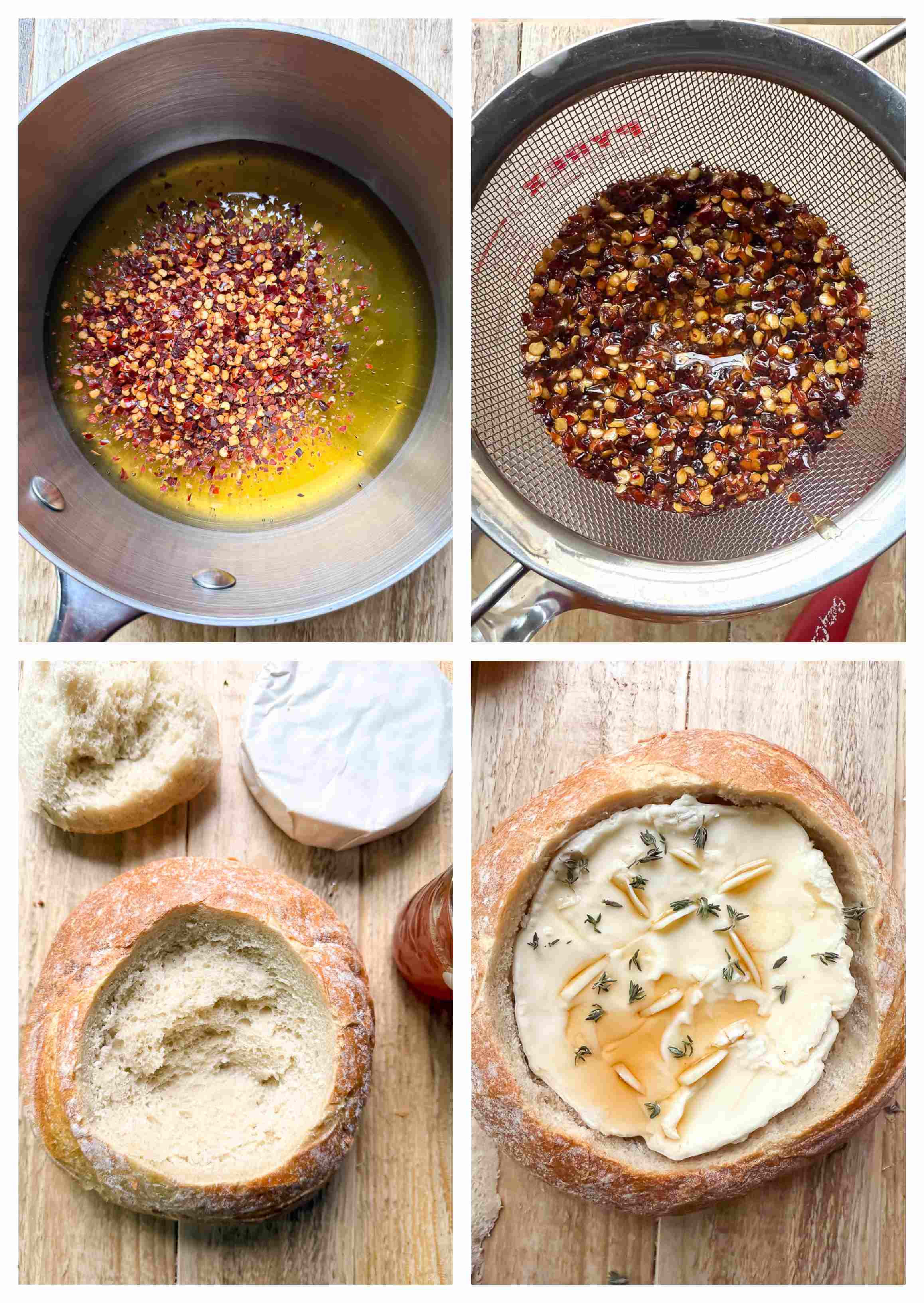Hot Honey Baked Camembert in Bread Bowl - Vikalinka
