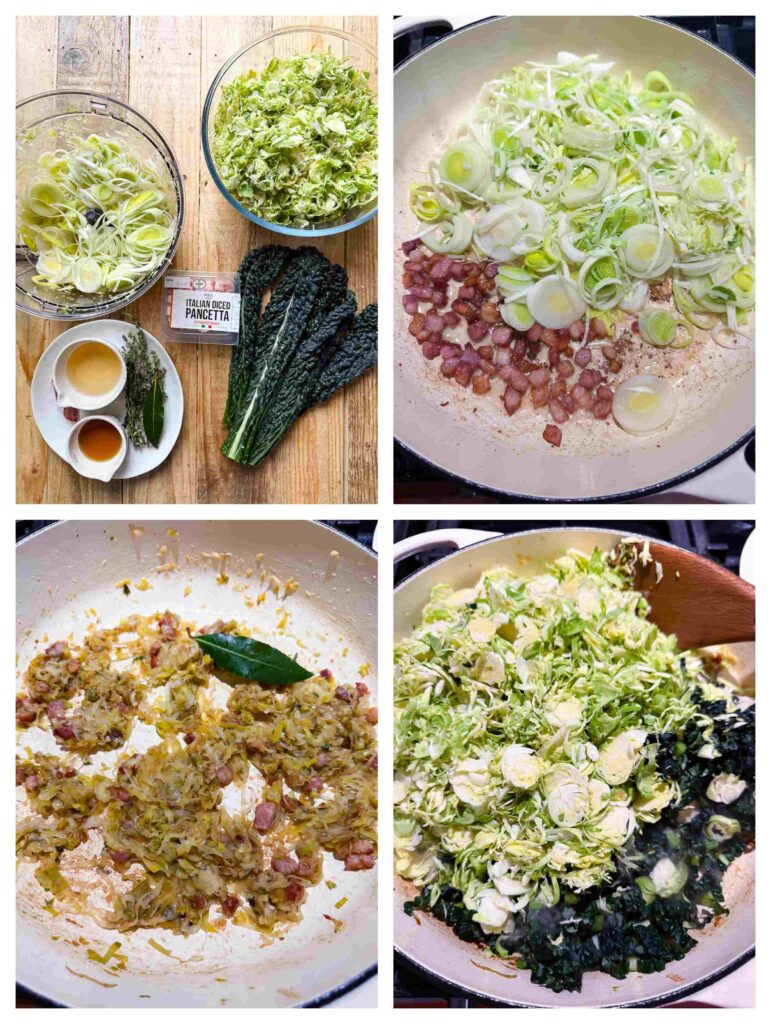 Caramelised Brussels Sprout Hash with Leeks and Pancetta - Vikalinka