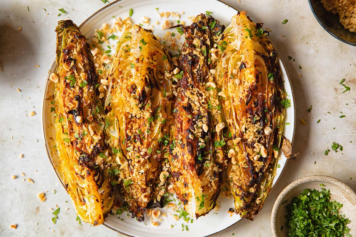 Chilli Garlic Butter Roasted Cabbage Wedges - Vikalinka